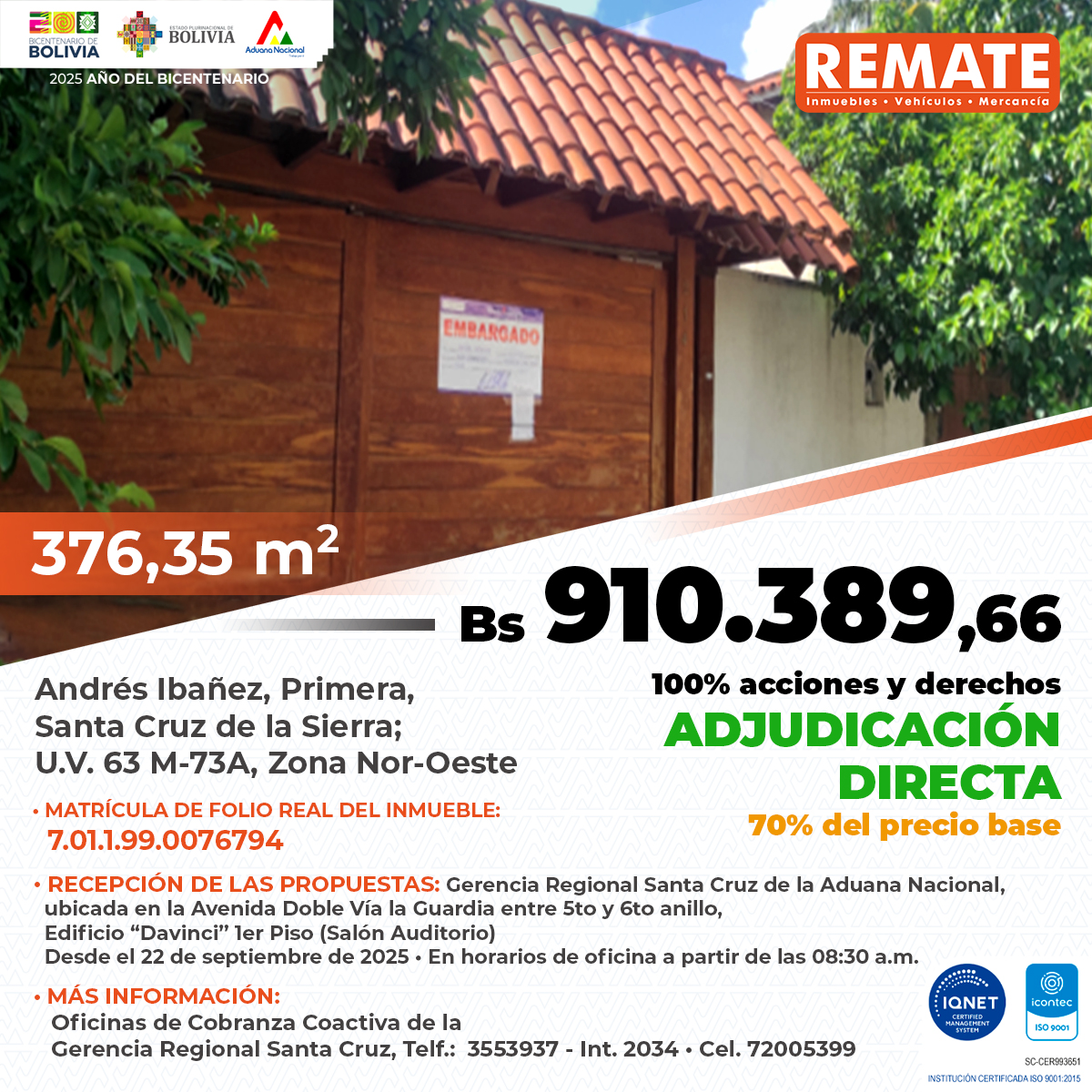 Bienes Inmuebles, Vehículos y Mercancía en Remate | Aduana Nacional