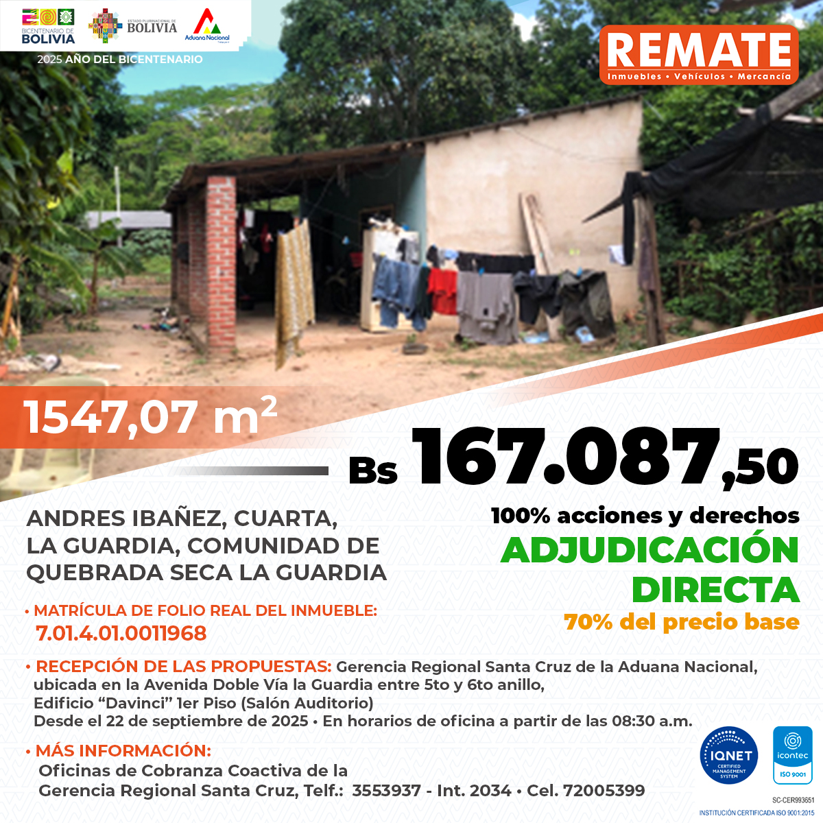 Bienes Inmuebles, Vehículos y Mercancía en Remate | Aduana Nacional